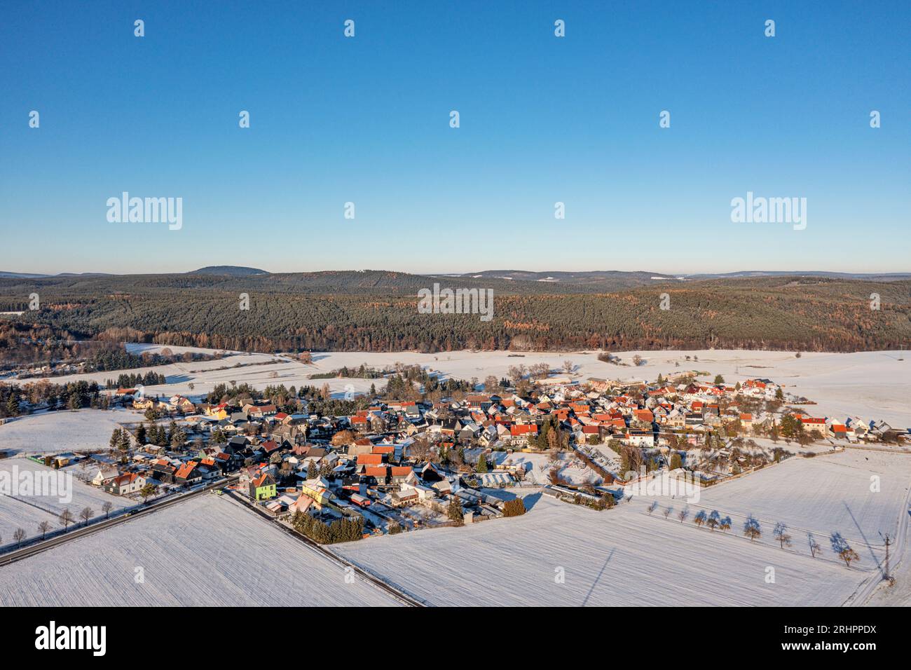 Germany, Thuringia, Königsee, Dörnfeld an der Heide, village, fields ...