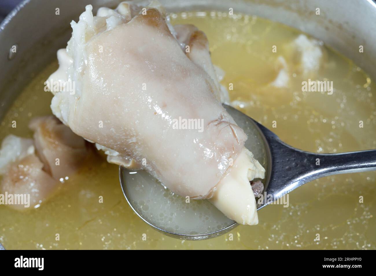 Arabic Egyptian cuisine of kawareh trotters with its traditional soup ...