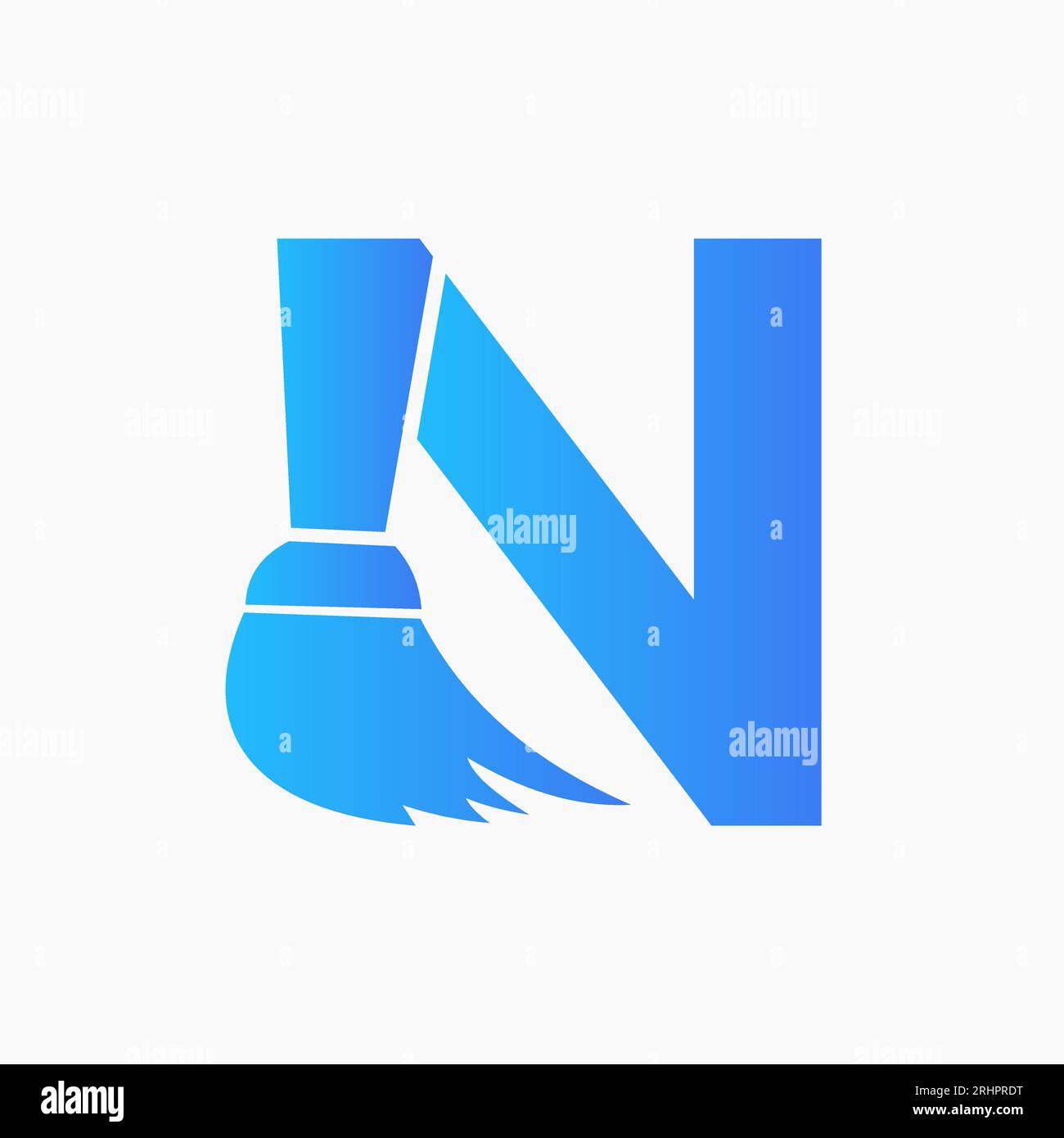 Letter N House Cleaning Logo Concept With Clean Brush Icon. Maid ...