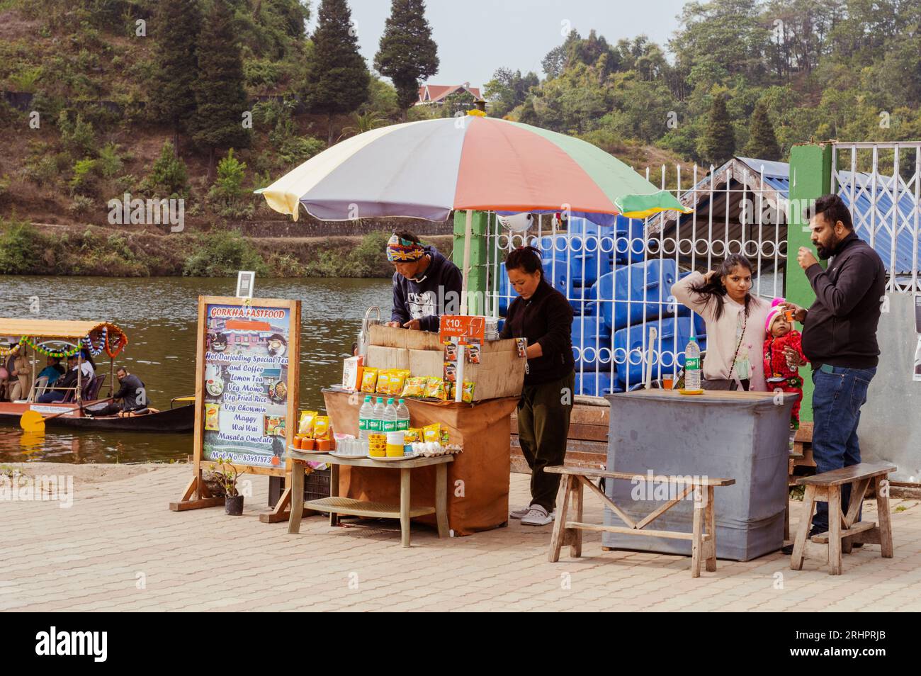 A fast food stall selling fuchka for tourist people in Mirik Darjeeling ...
