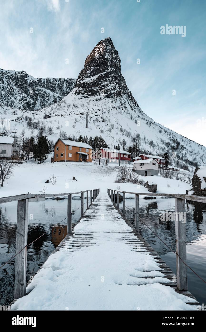 Bridge, Horn, Lofoten, Norway, winter Stock Photo - Alamy