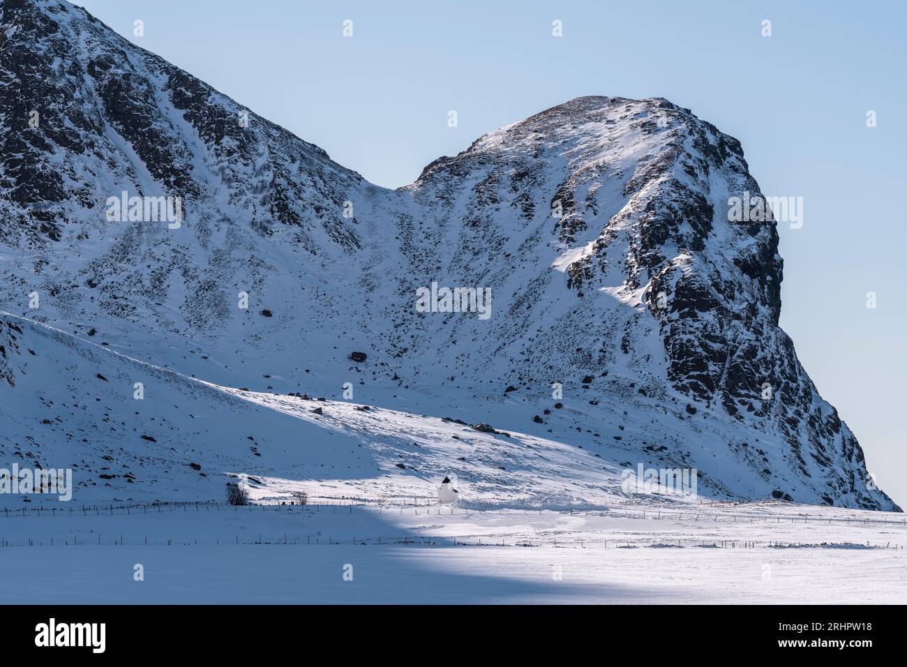 Mountain, Unstad, Lofoten, Norway, winter Stock Photo - Alamy