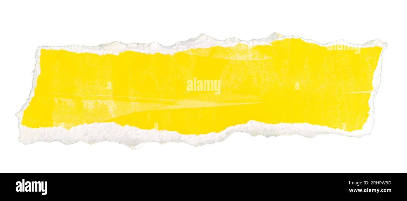 Ripped yellow paper note message isolated on white background Stock ...