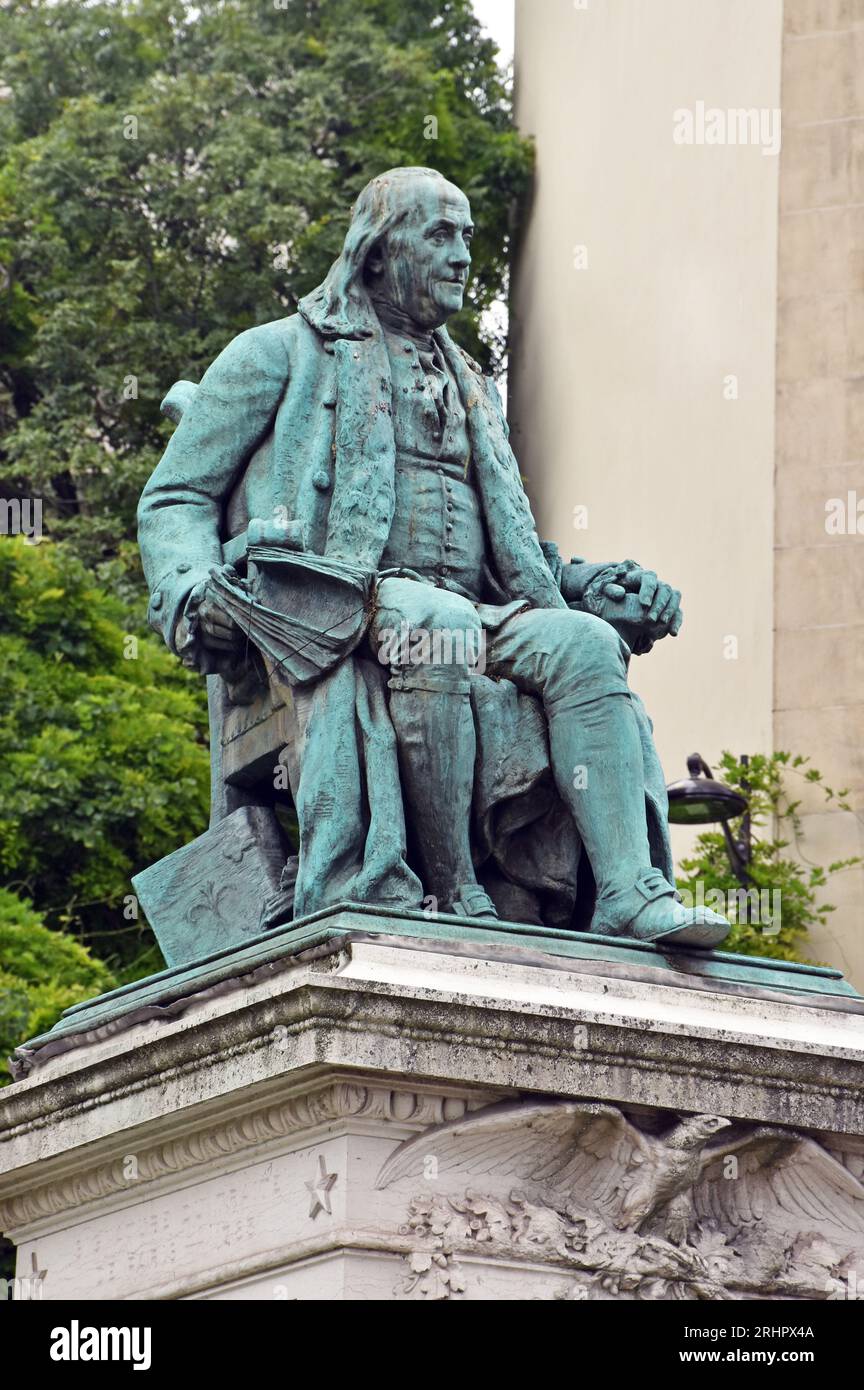 Bronze statue of the seated Benjamin Franklin, one of the Founding ...
