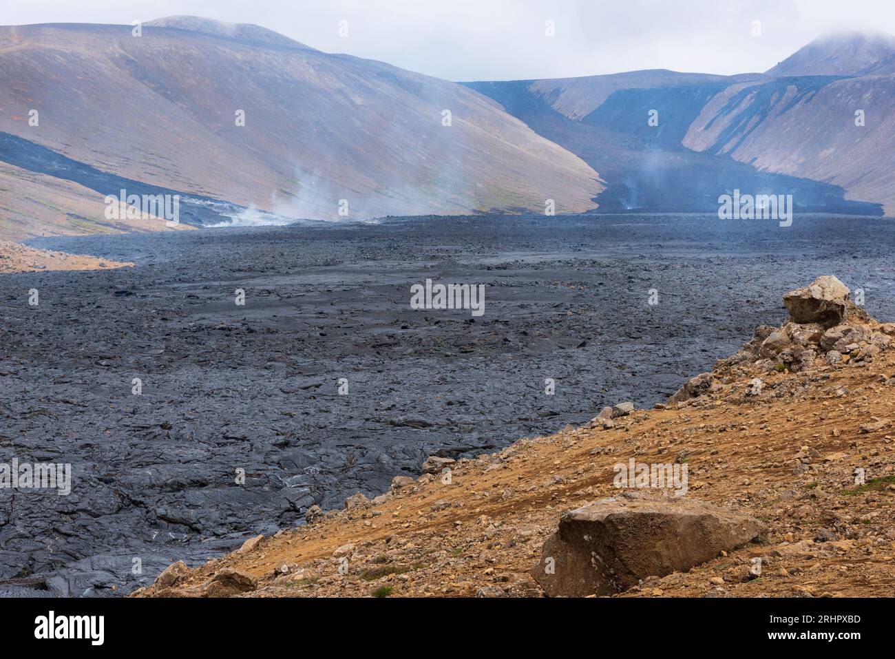Lava field, shortly after the volcanic eruption 'Fagradallsfjall ...