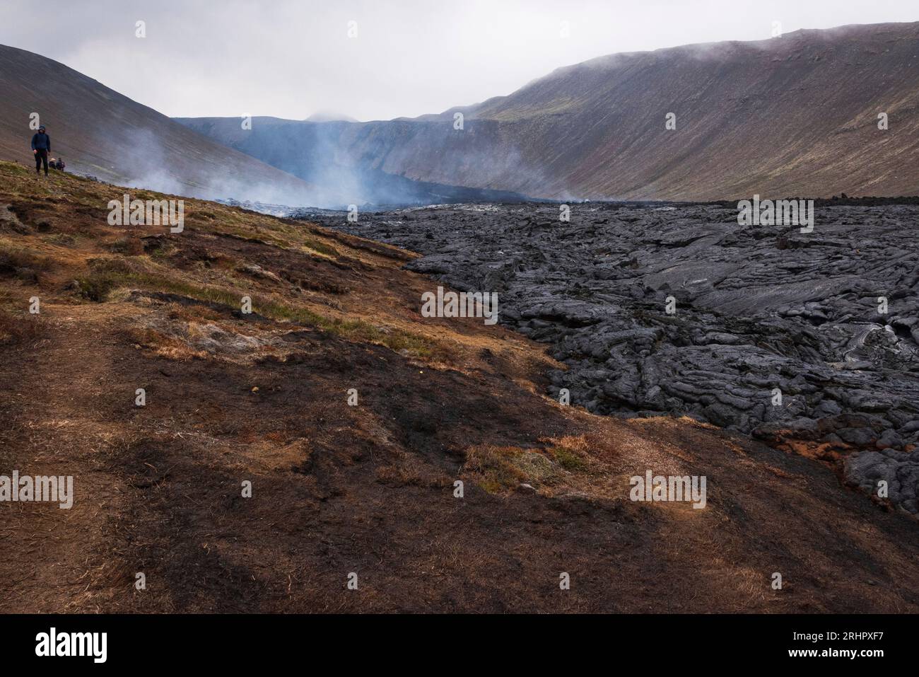 Lava fields, shortly after the volcanic eruption 'Fagradallsfjall ...