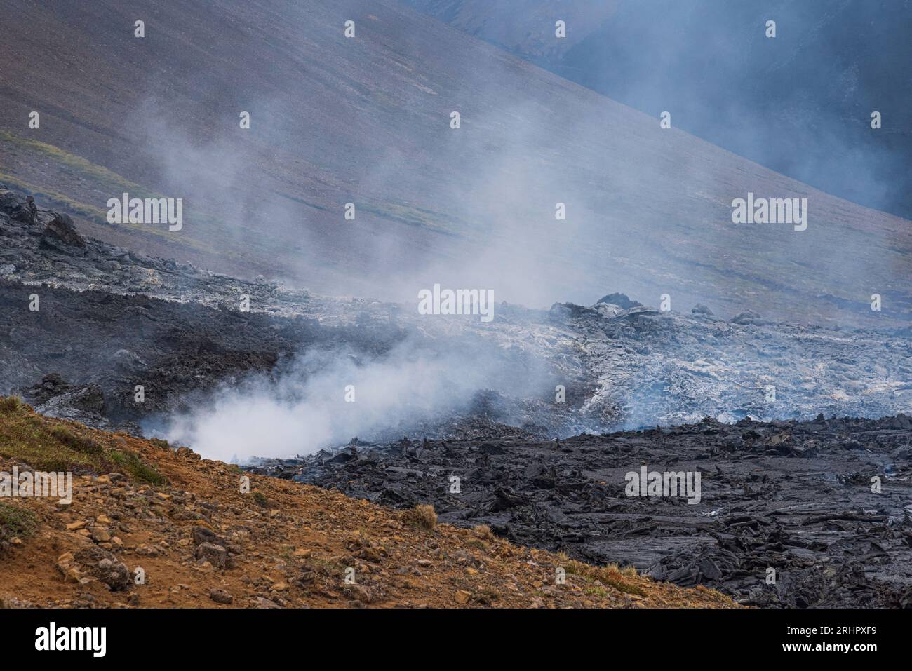 Lava fields, shortly after the volcanic eruption 'Fagradallsfjall ...