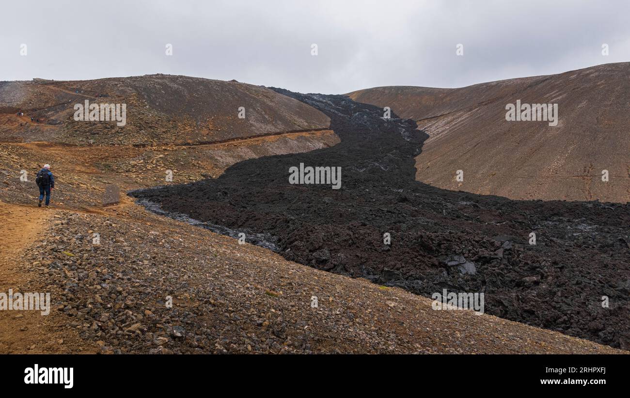 Lava fields, shortly after the volcanic eruption 'Fagradallsfjall ...
