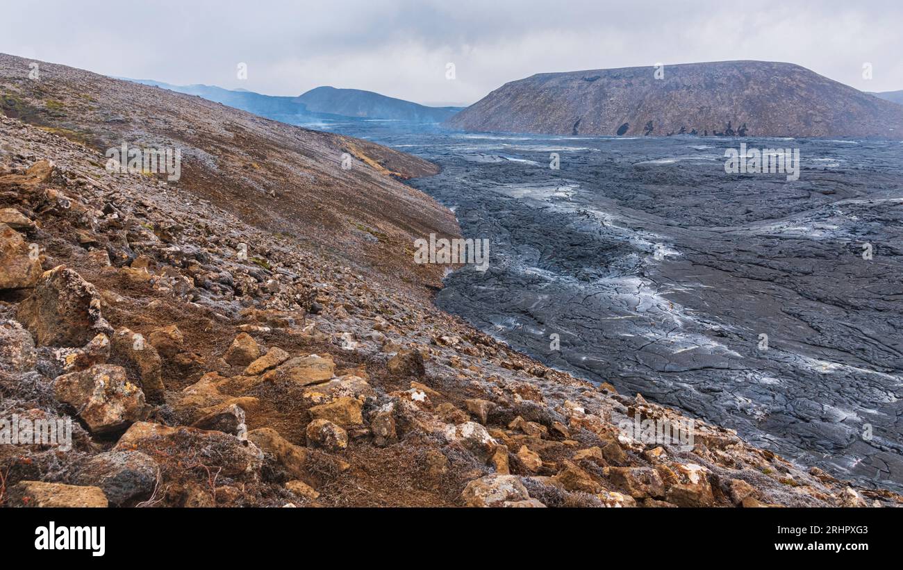 Lava fields, shortly after the volcanic eruption 'Fagradallsfjall ...