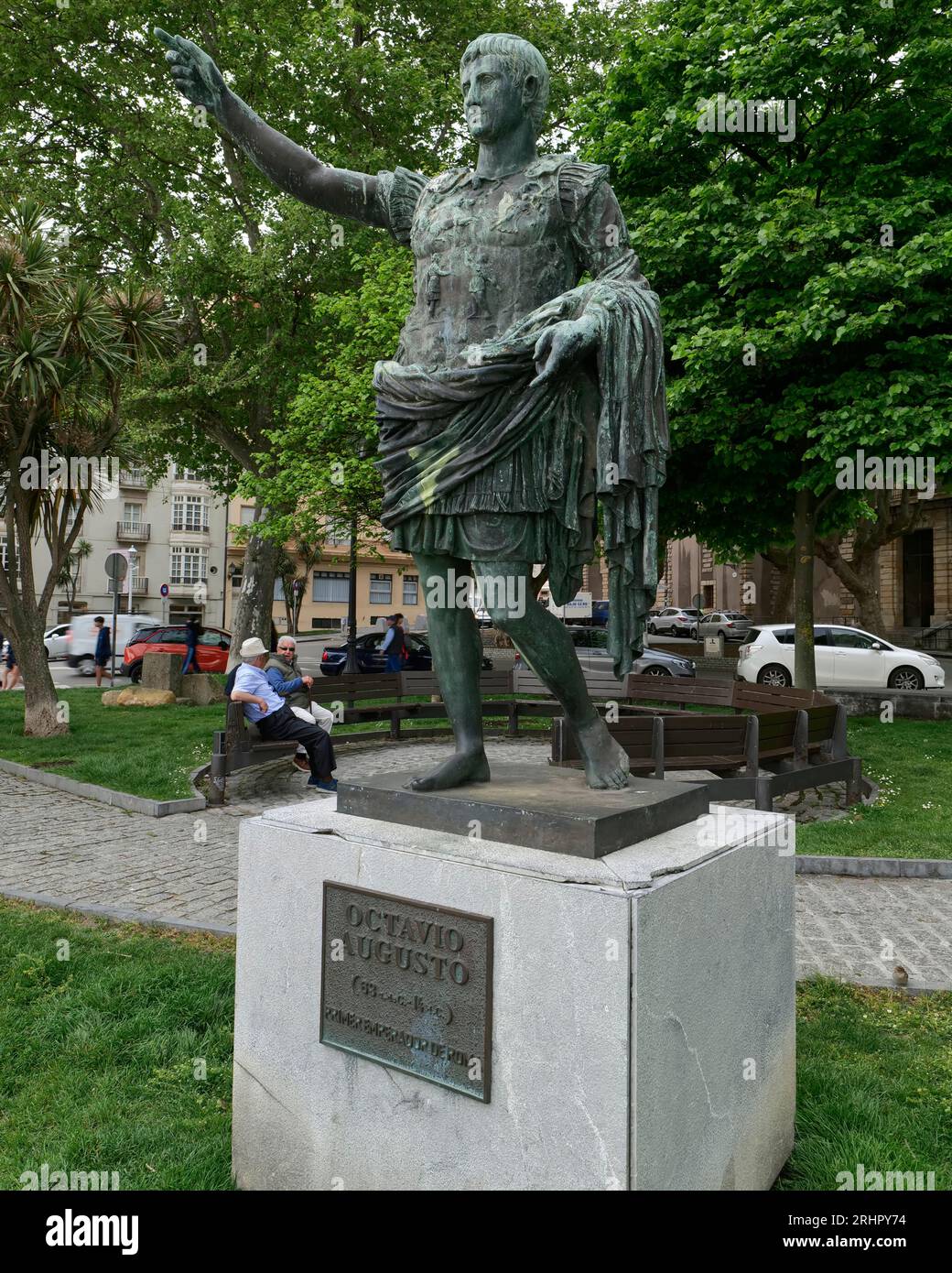 bronze statue of Roman emperor Octavio Augusto, Gijon,Asturias,Spain ...
