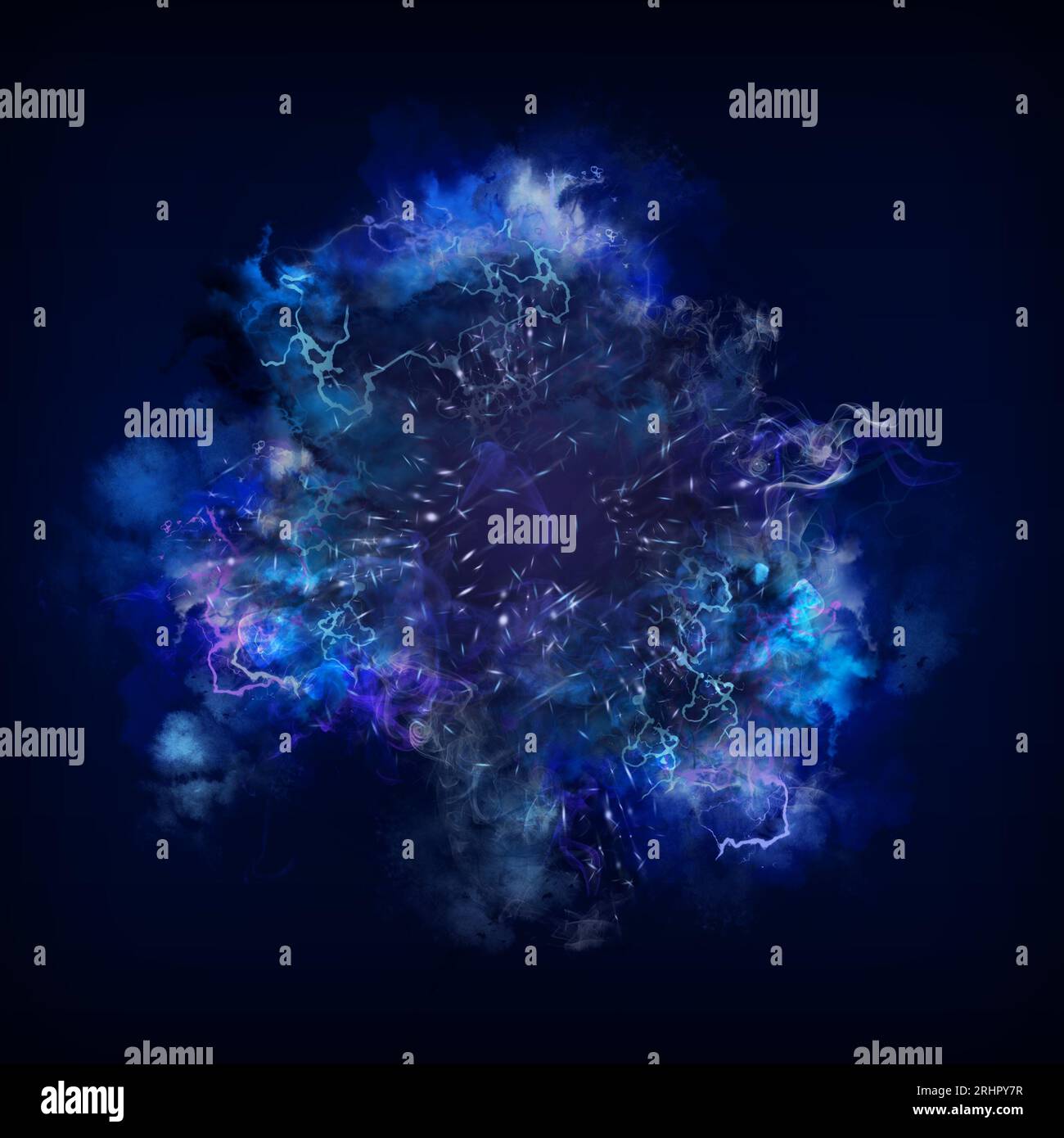 Abstract explosion of blue lighting smoke storm background Stock Photo ...