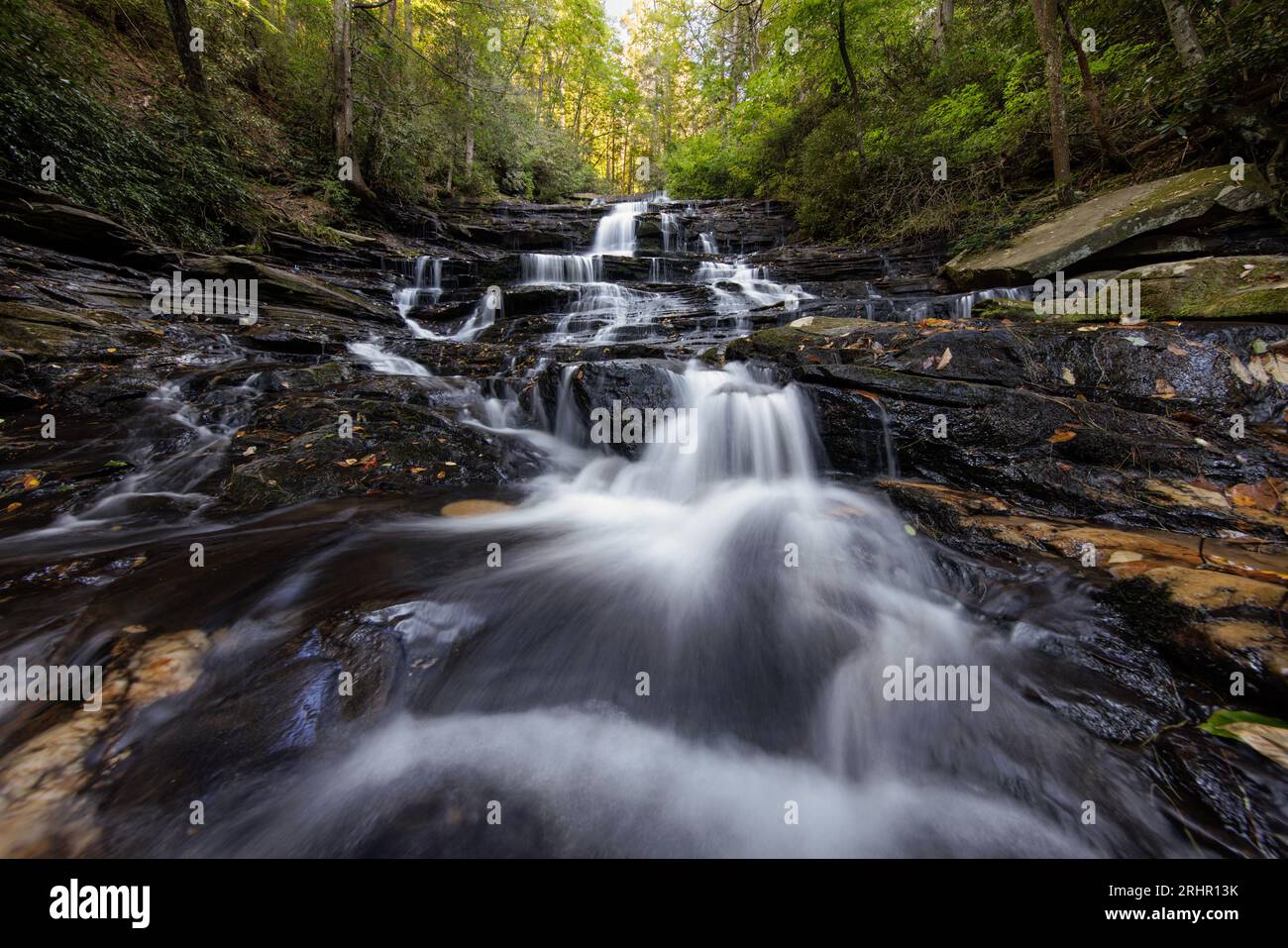 Falls Branch cascades over layers of rock at Minnehaha Falls Stock ...