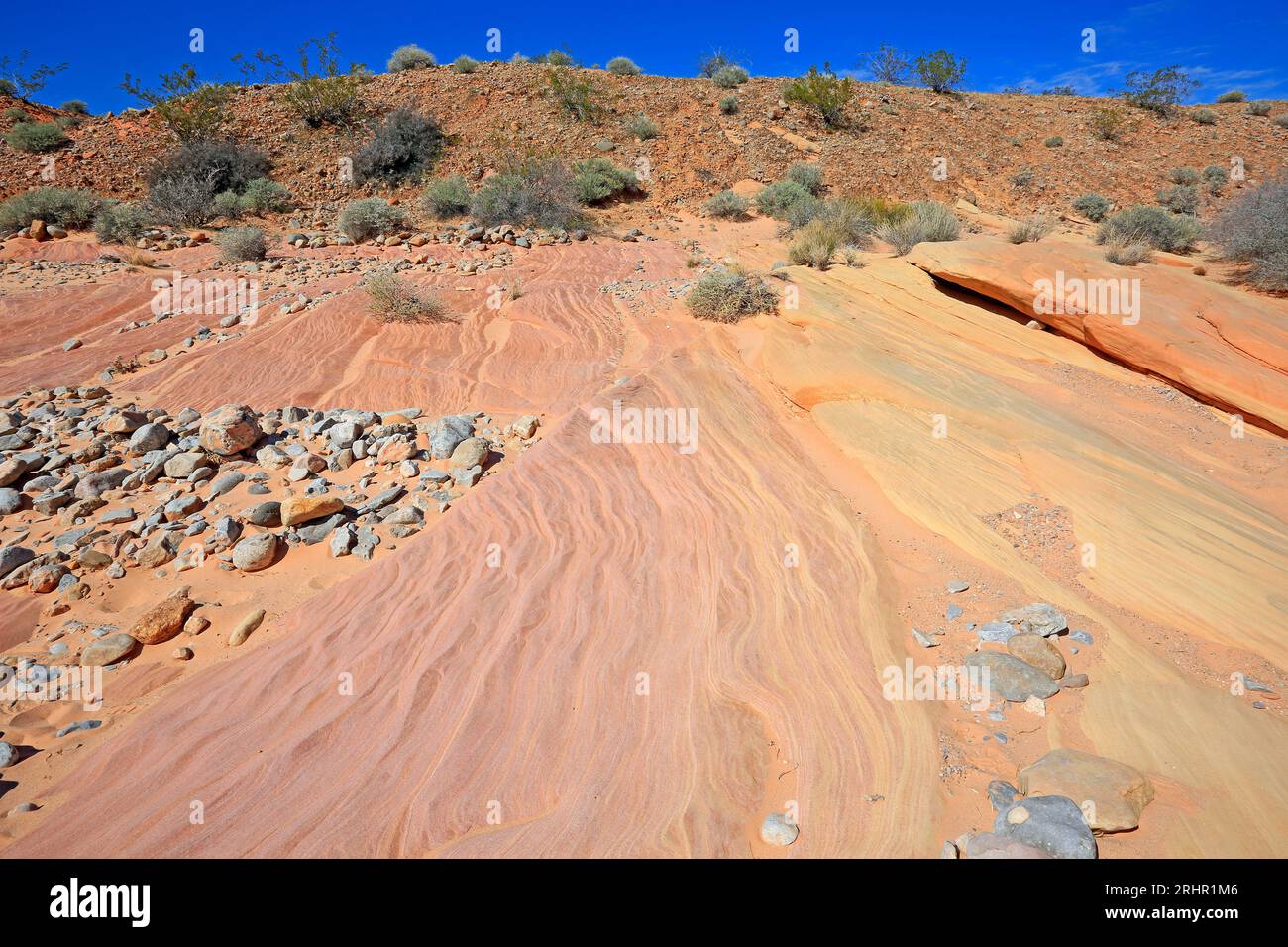 Pink orange rock slab - Valley of Fire State Park, Nevada Stock Photo ...