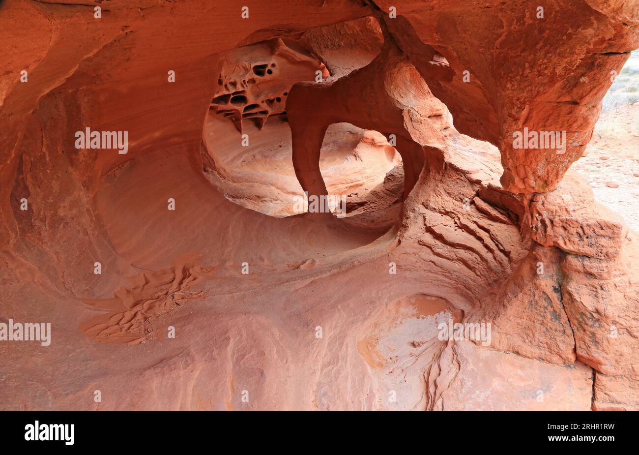 Fire Cave with Windstone Arch - Valley of Fire State Park, Nevada Stock ...