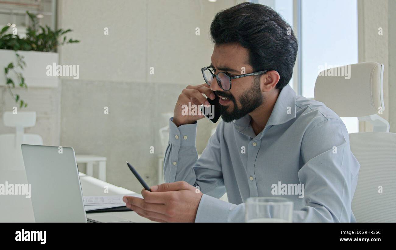 Annoyed Arabian businessman man arguing stressed dissatisfied boss ...