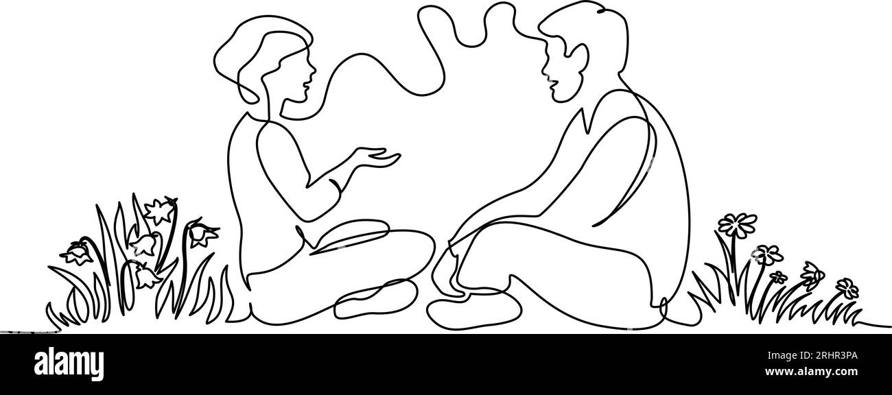 Man woman sitting on ground Stock Vector Images - Alamy