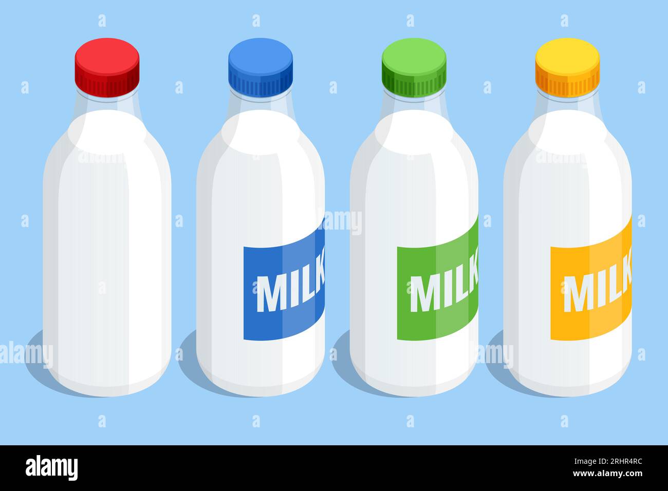 Isometric Milk boxes set. Milk pack mock-up. Natural dairy product. The ...