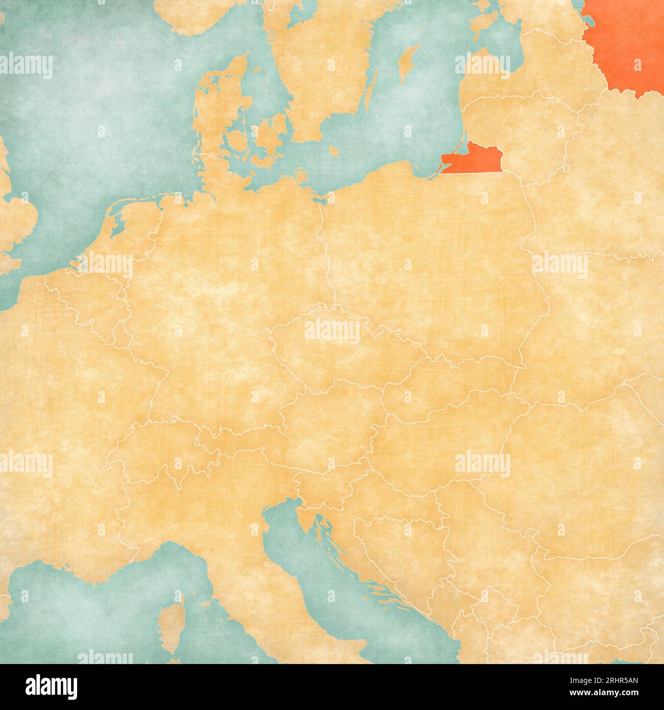 Kaliningrad - Russian exclave on the map of Central Europe in soft ...