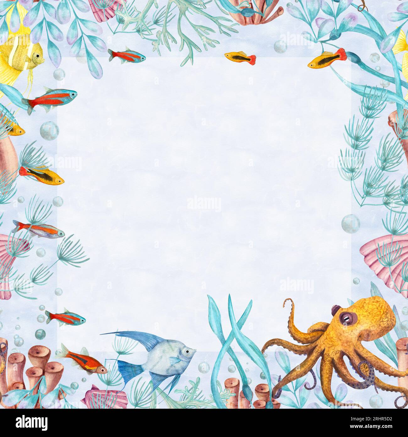 Fish Bubble Border Clip Art