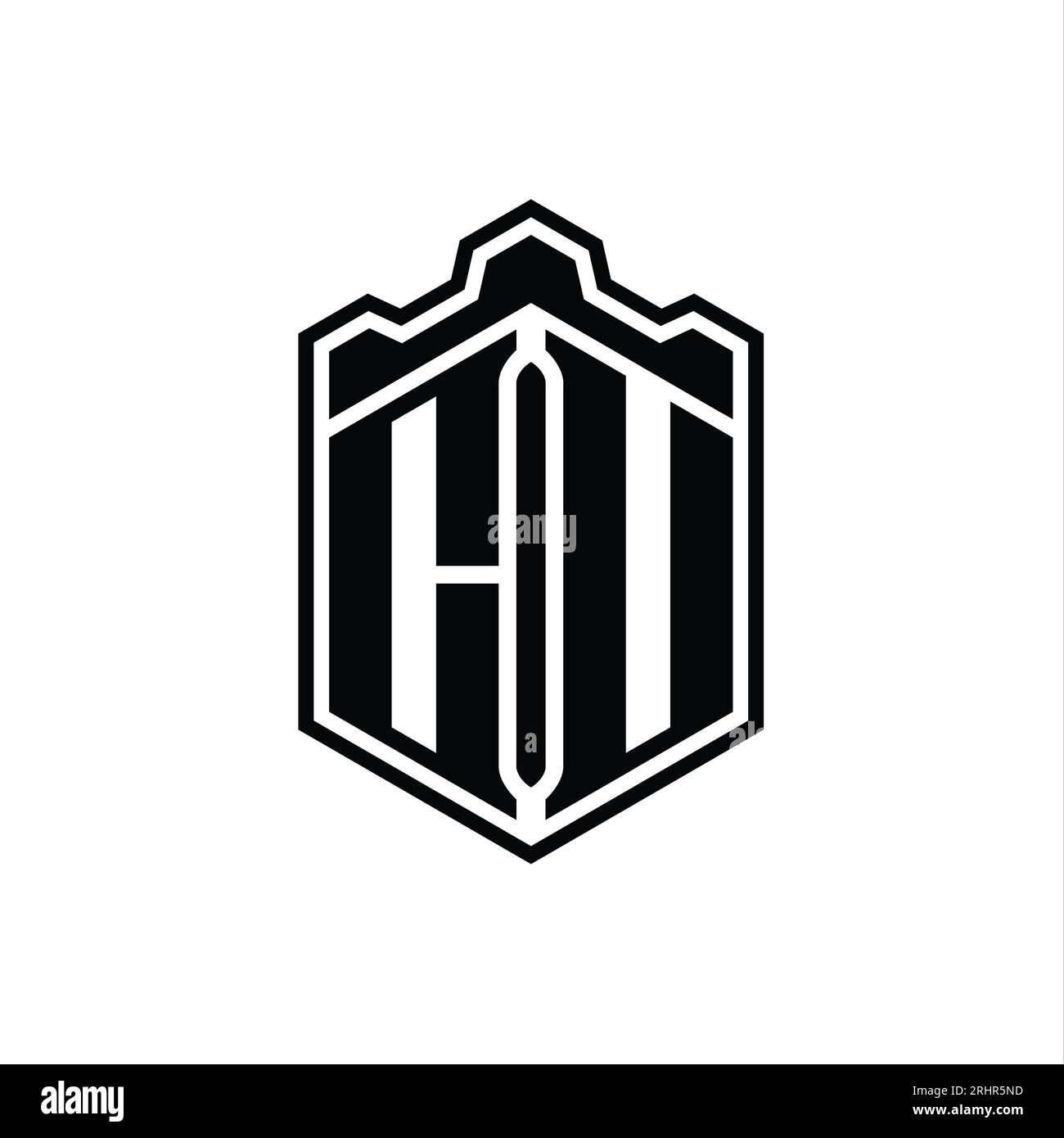 CU Letter Logo monogram hexagon shield shape crown castle geometric ...