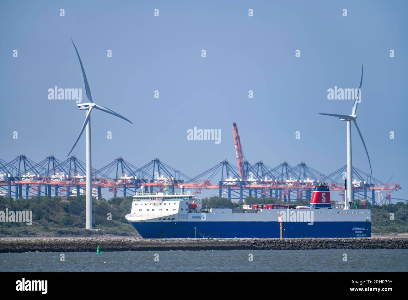 Roro ferryboat Jutlandia Sea, view from the Hoek van Holland to the ...