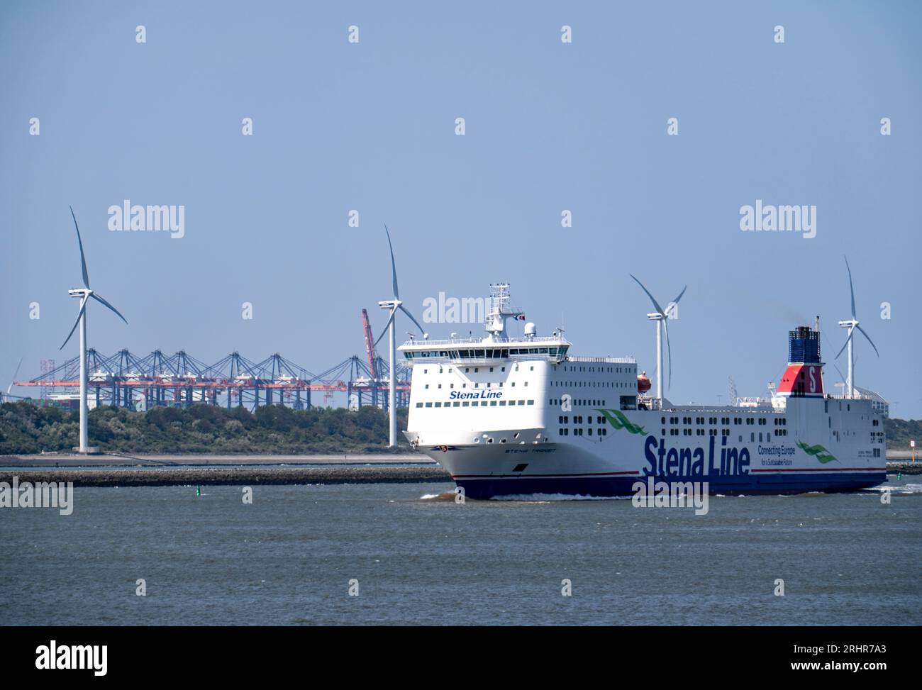 Roro ferry Stena Transit, view from the Hook of Holland to the harbour ...