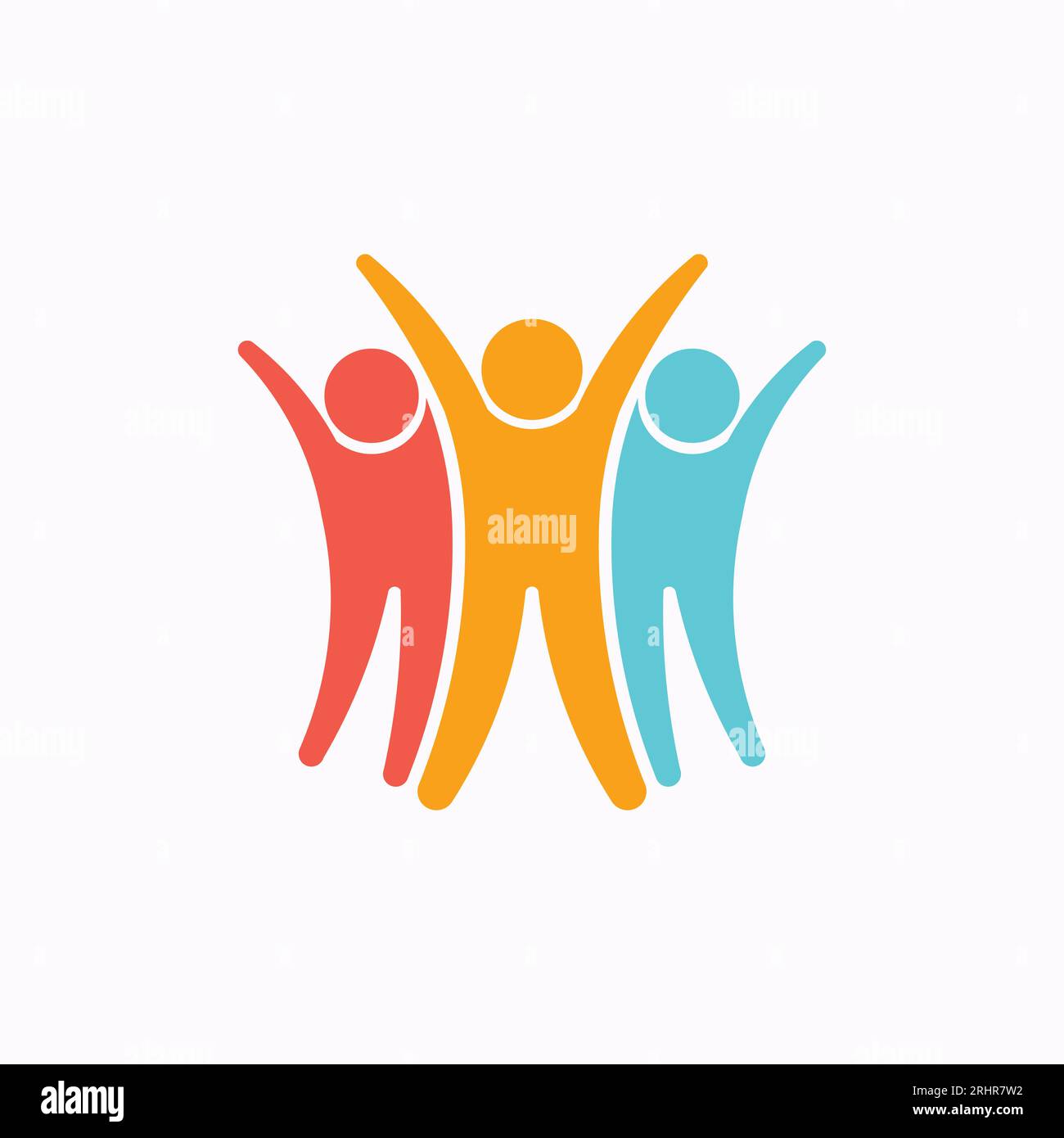 Iconic logo featuring three joyful persons celebrating together with ...