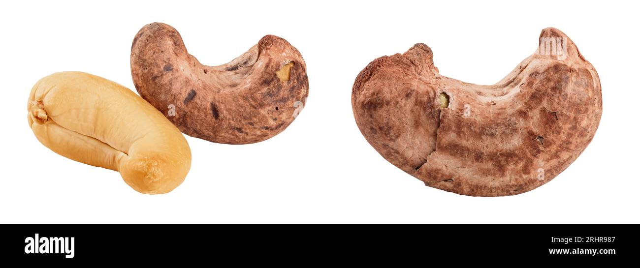 cashew nuts heap with shell isolated on white background Stock Photo ...
