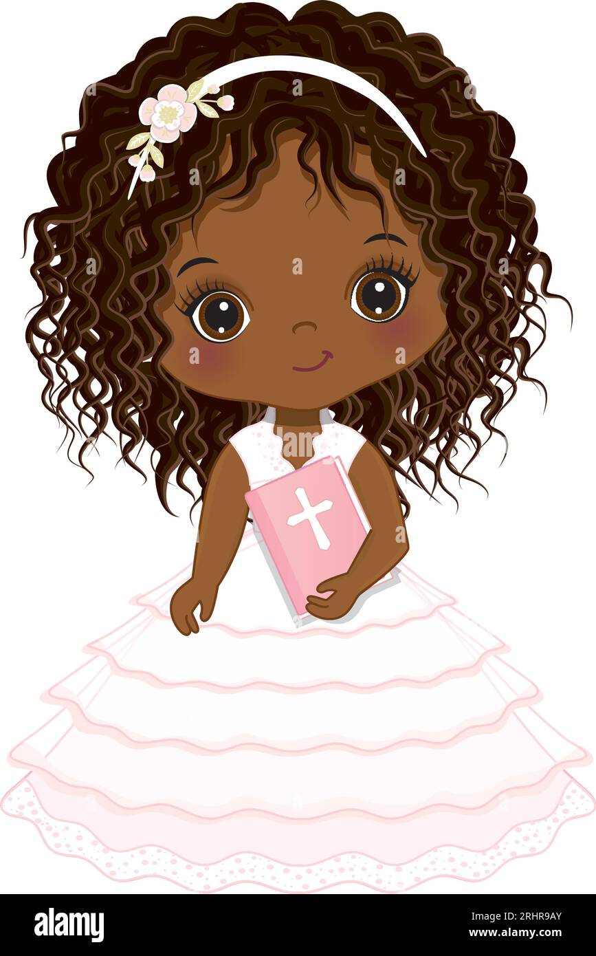 Vector First Holy Communion African American Girl Stock Vector Image ...
