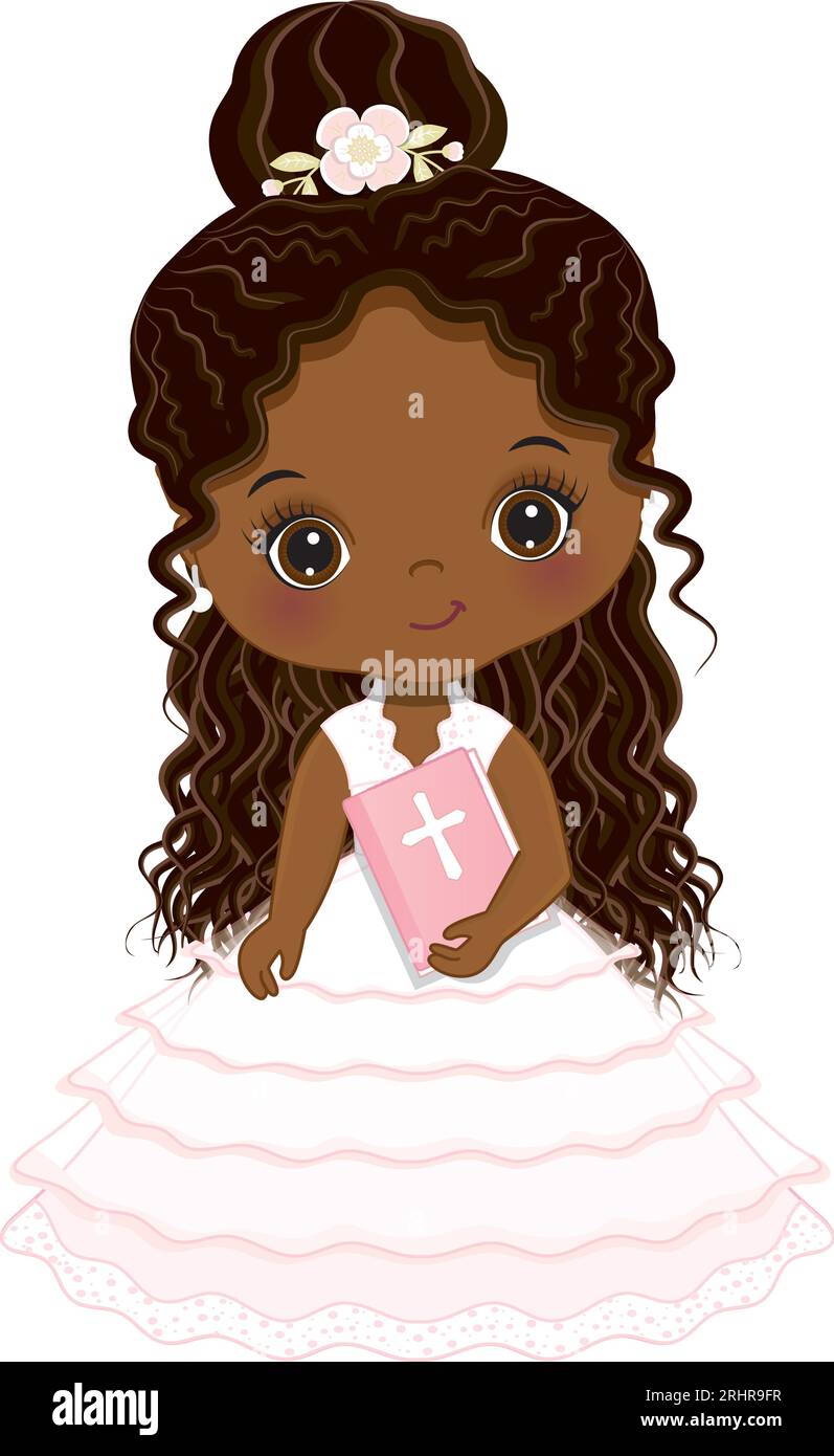 Vector First Holy Communion African American Girl Stock Vector Image ...