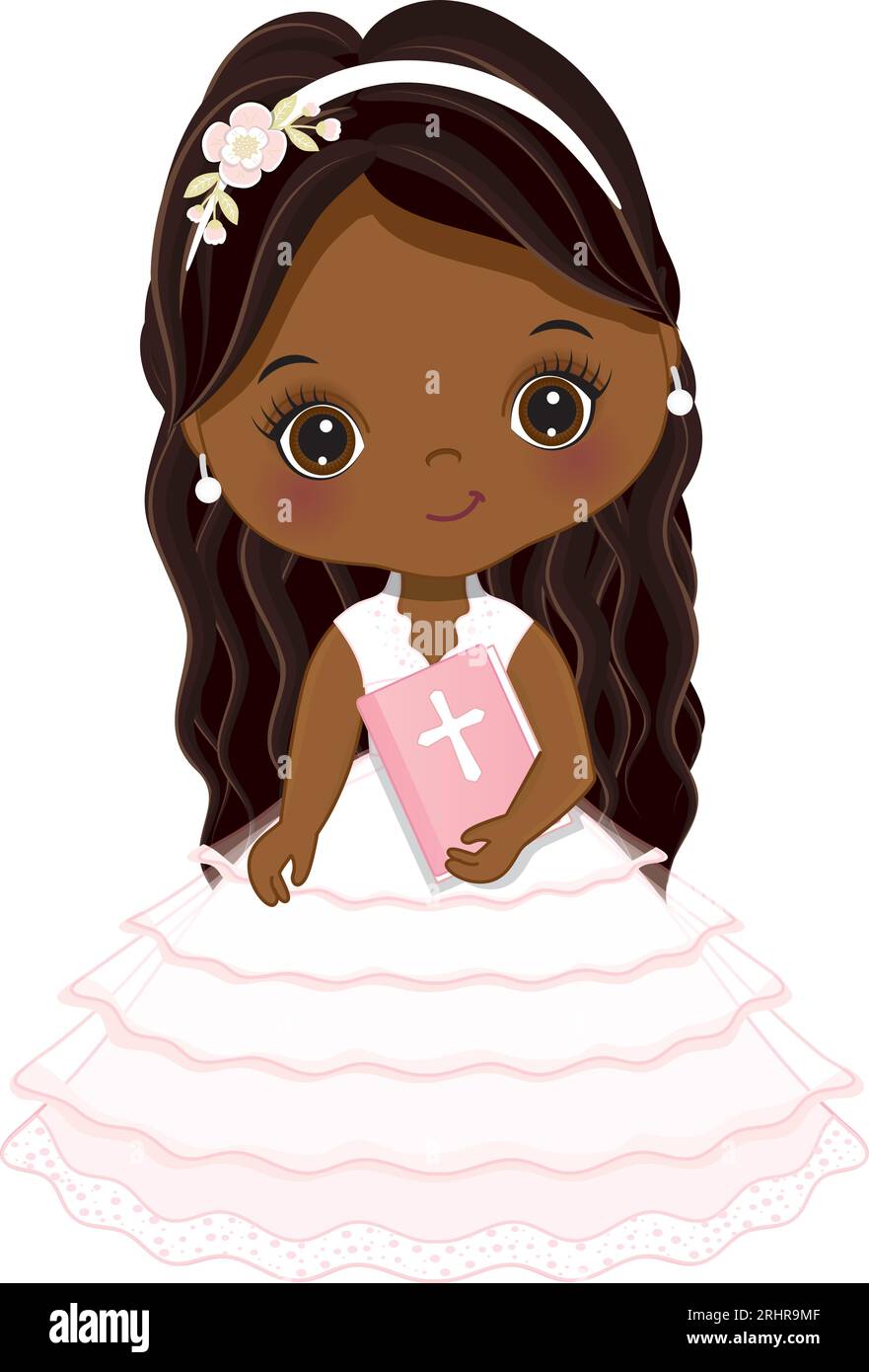 Vector First Holy Communion African American Girl Stock Vector Image ...