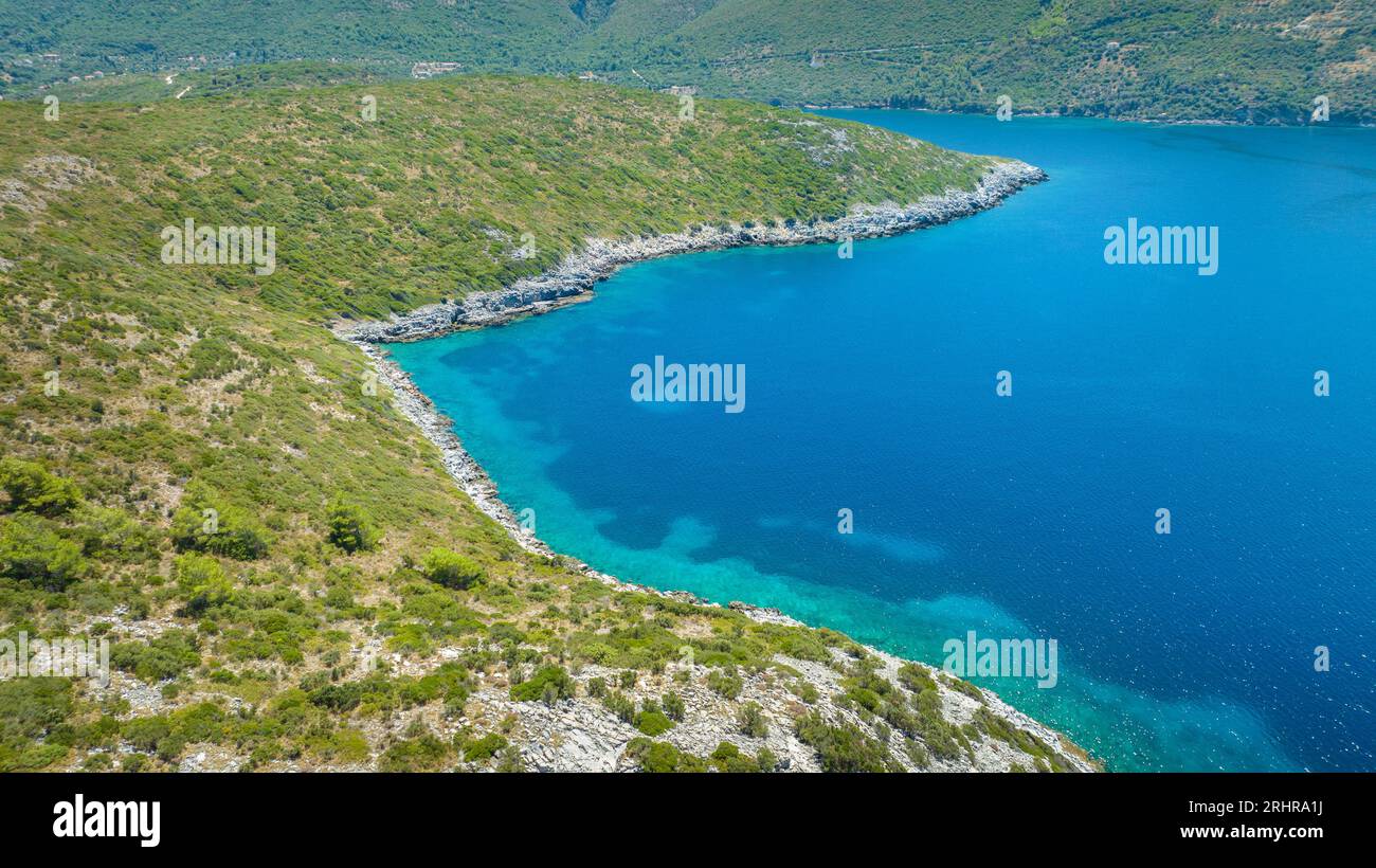 Aerial photo of the coastline on Samos island, Greece Stock Photo - Alamy