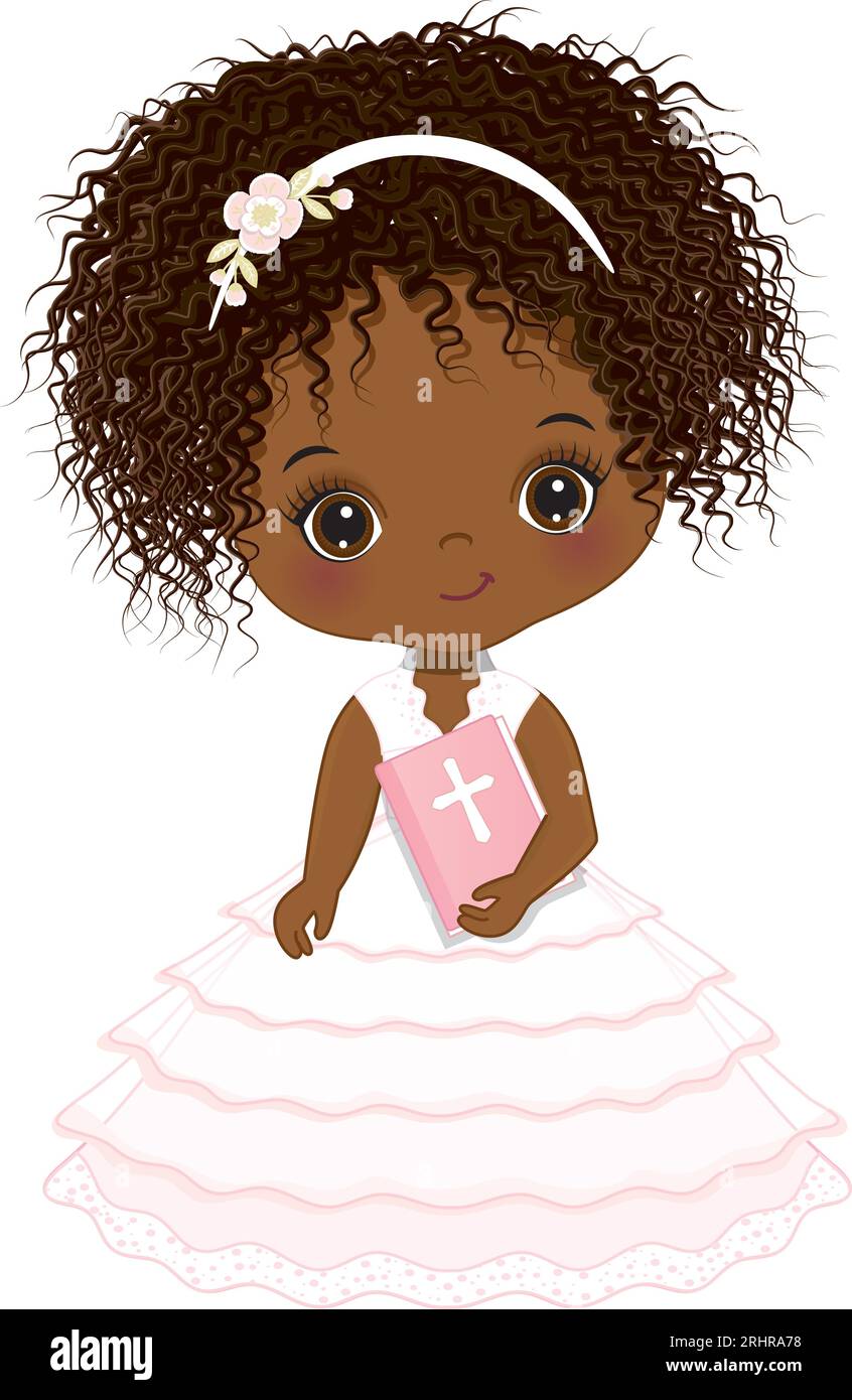 Vector First Holy Communion African American Girl Stock Vector Image ...