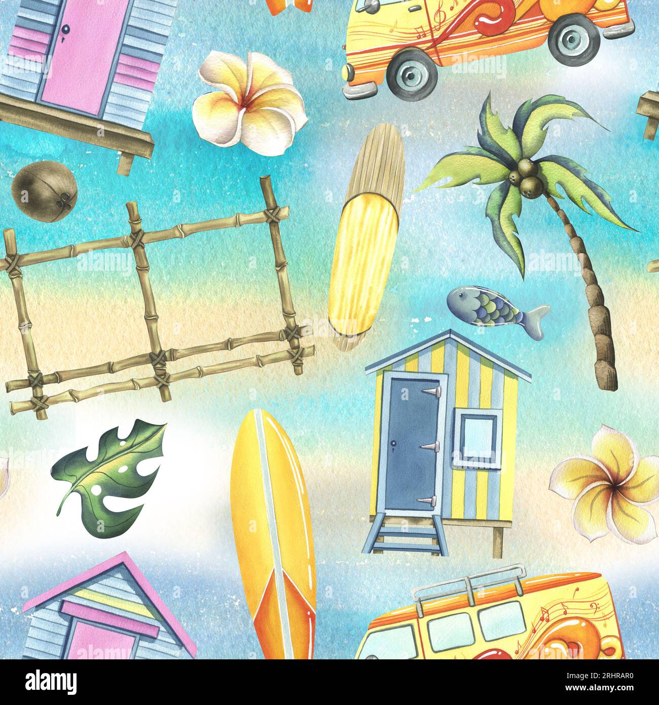 Coconuts On The Beach Drawing
