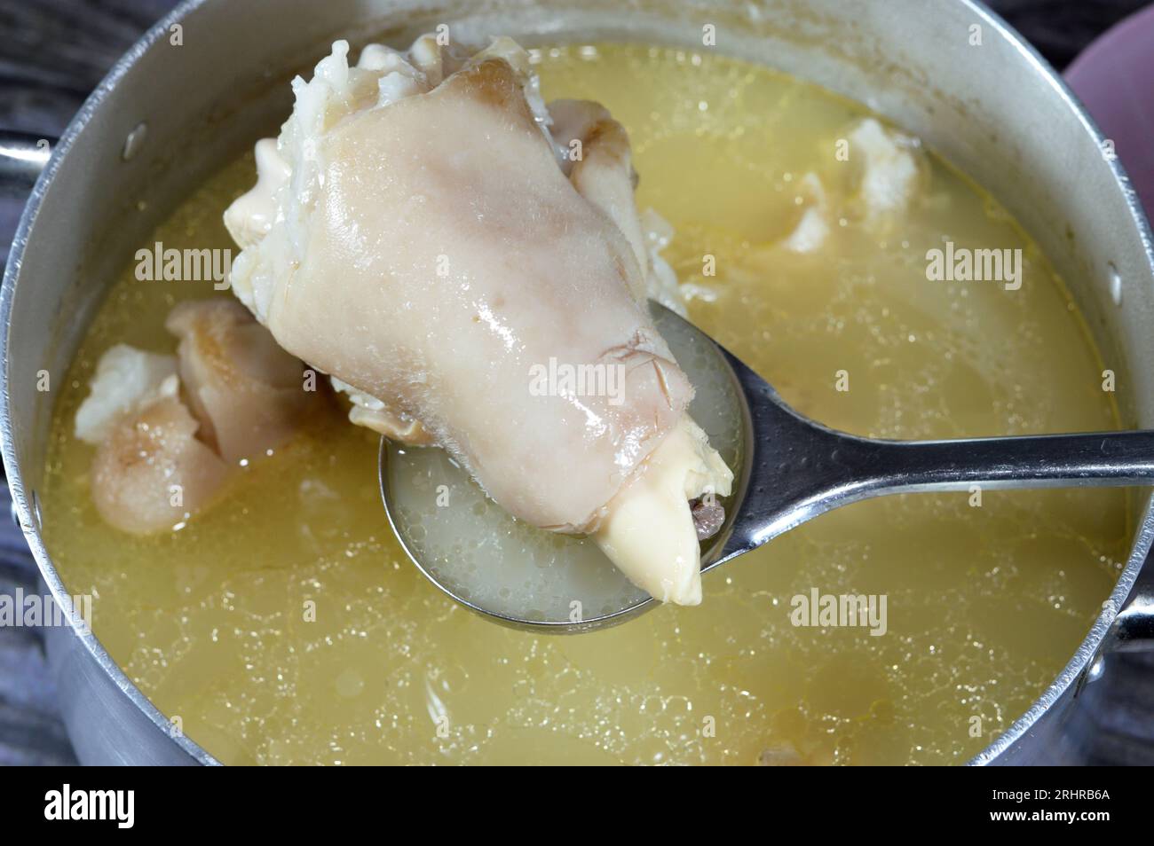 Arabic Egyptian cuisine of kawareh trotters with its traditional soup ...