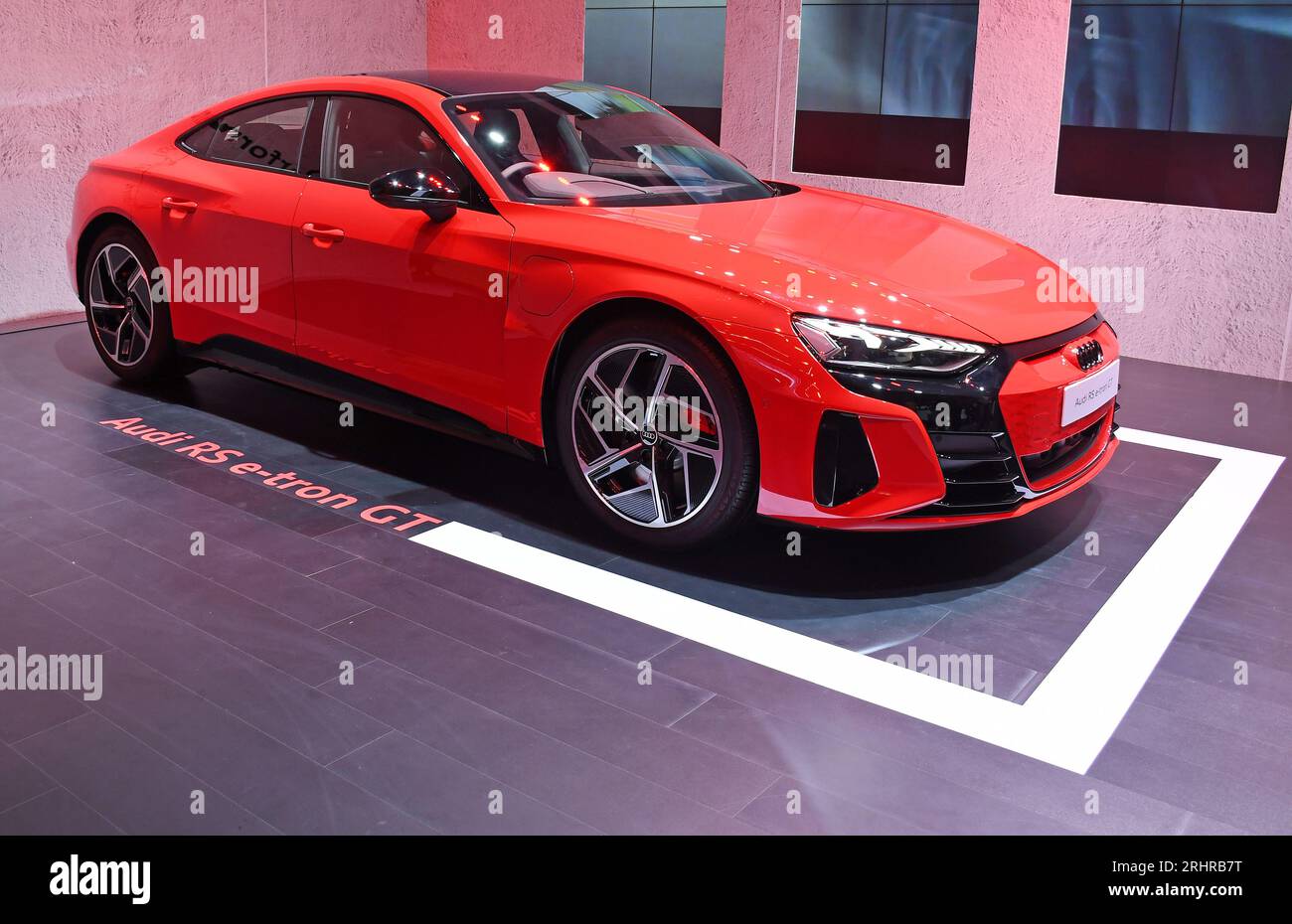 Mumbai, India. 18th Aug, 2023. Audi RS e-tron GT (launched in 2021) electric car model is kept ...