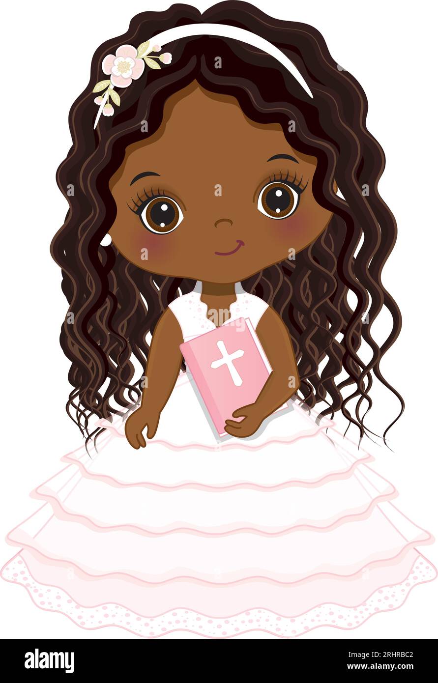 Vector First Holy Communion African American Girl Stock Vector Image ...