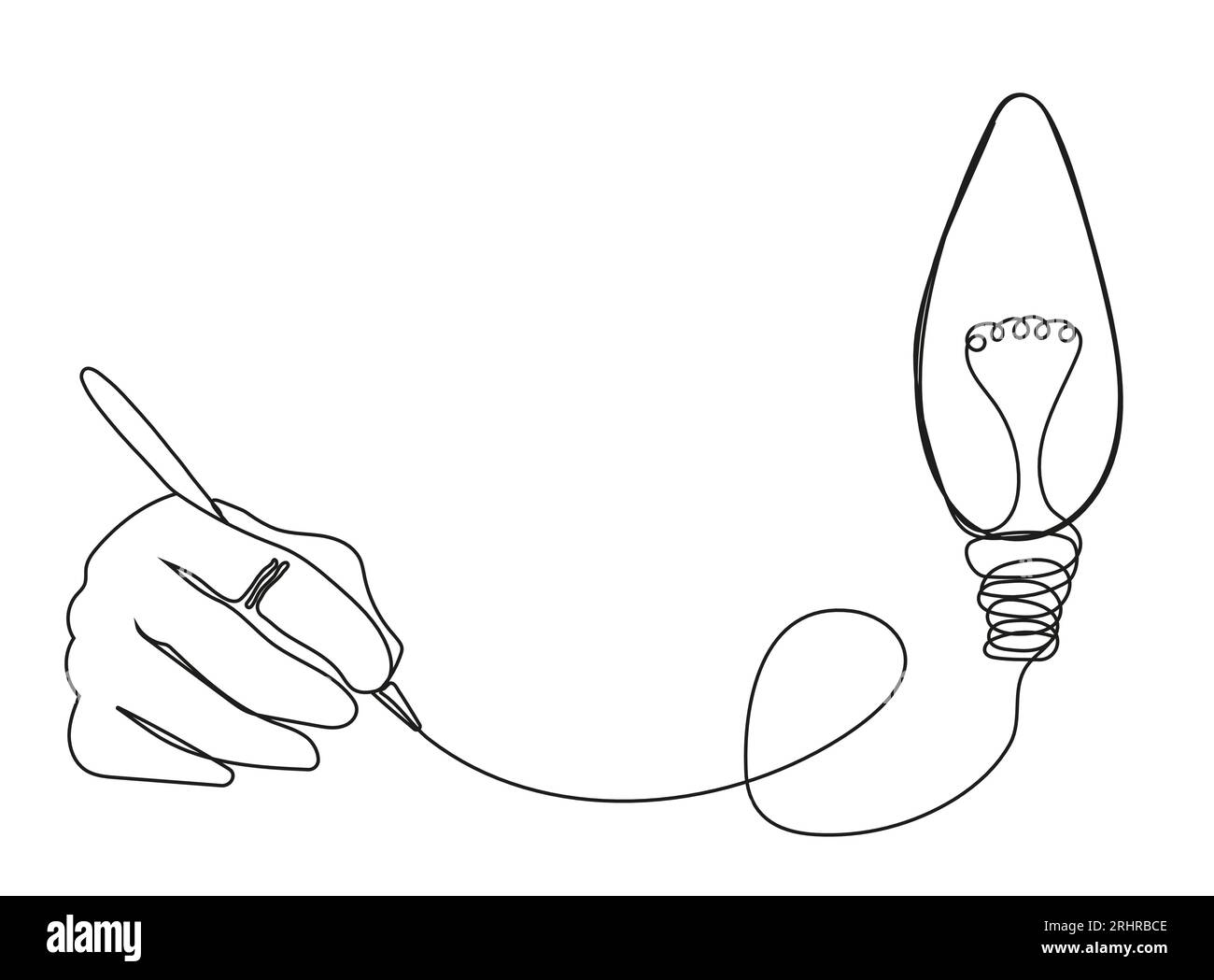 Metaphor of big idea in doodle, line style. Hand hold pencil. Finding ...