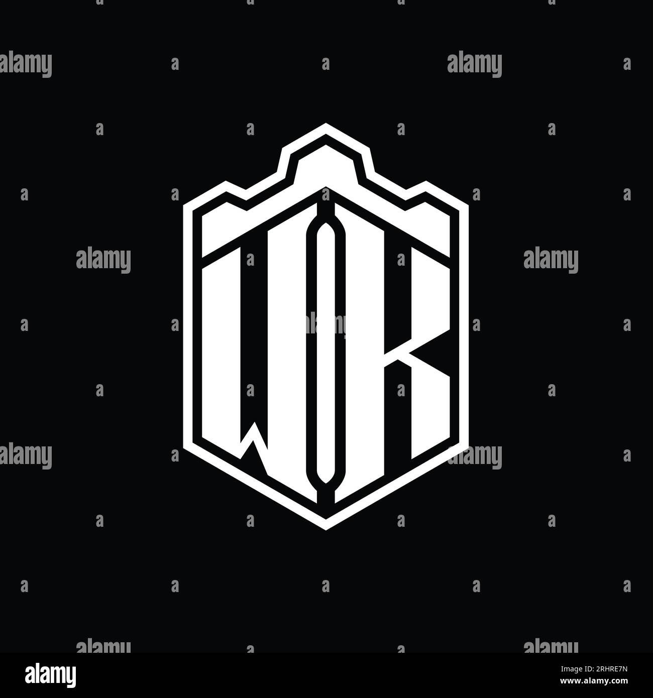 WK Letter Logo monogram hexagon shield shape crown castle geometric ... WK Letter Logo monogram hexagon shield shape crown castle geometric ...