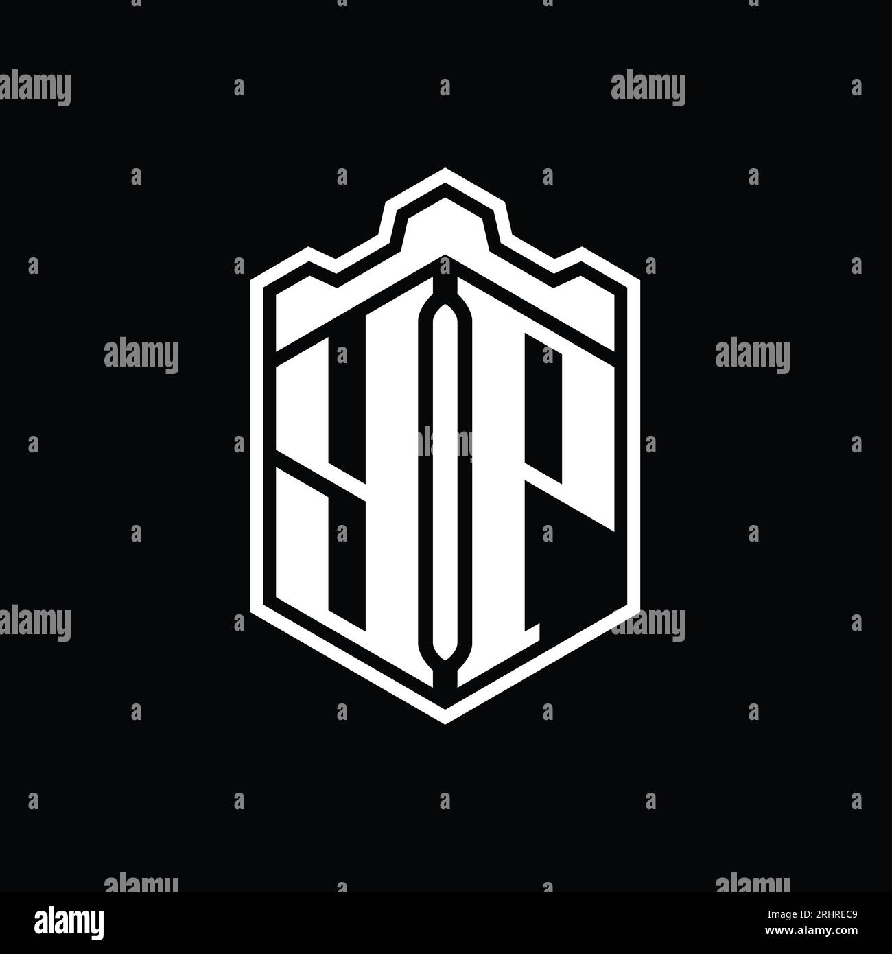 YP Letter Logo monogram hexagon shield shape crown castle geometric ...