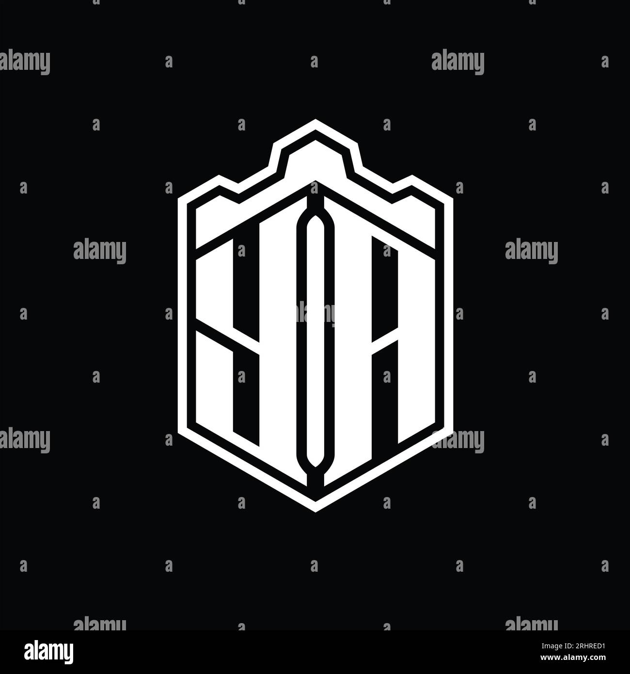 YA Letter Logo monogram hexagon shield shape crown castle geometric ...