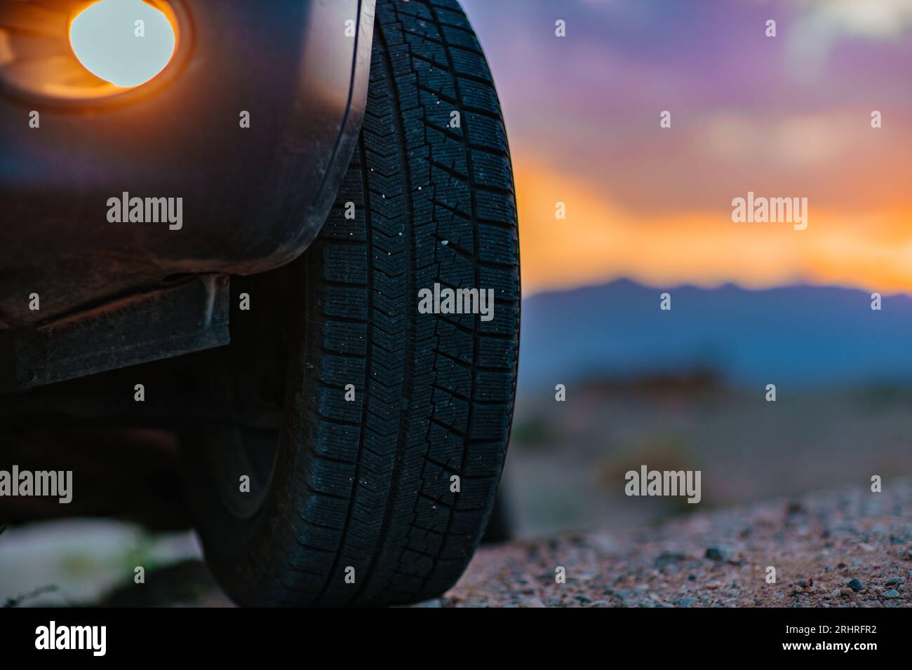 Car wheel offroad closeup view at twilight Stock Photo - Alamy