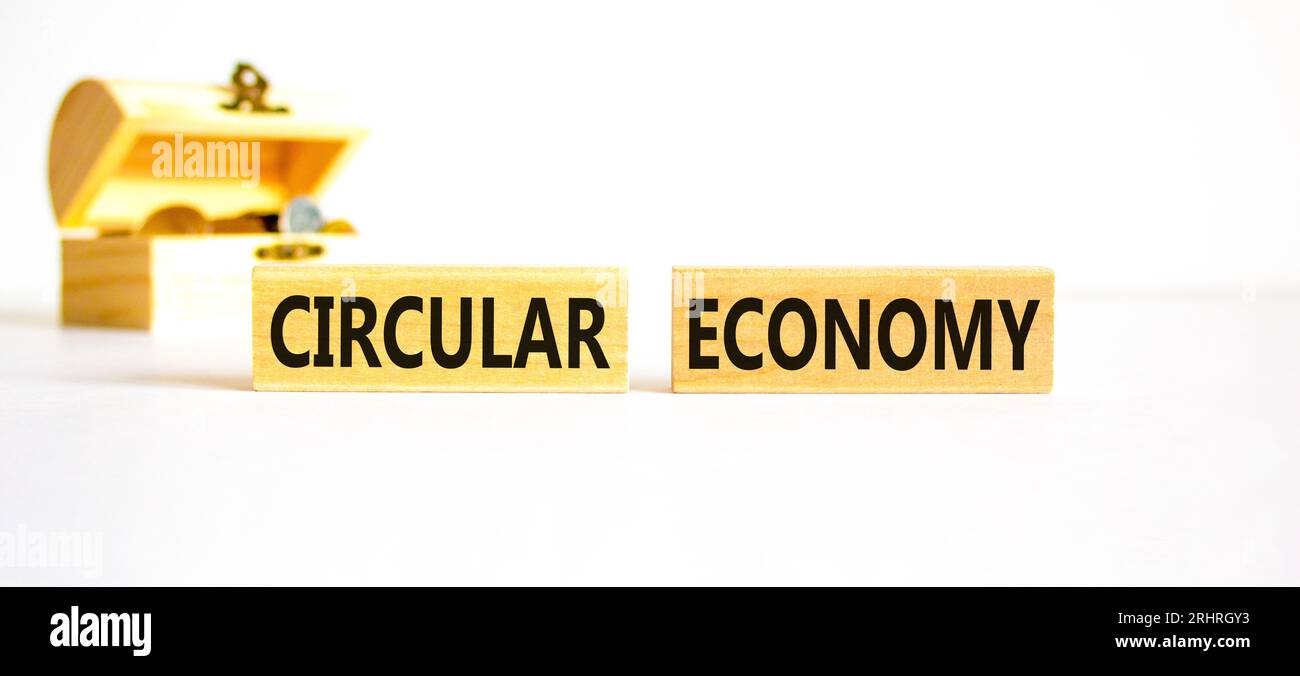Circular economy symbol. Concept words Circular economy on wooden ...