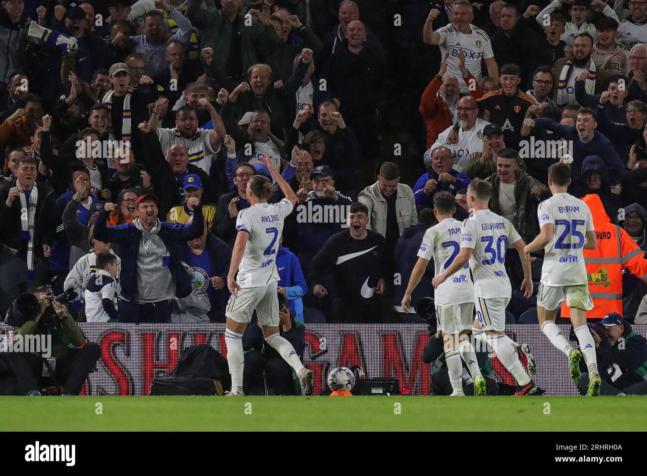 Luke Ayling #2 of Leeds United celebrates his goal to make it 1-1 ...