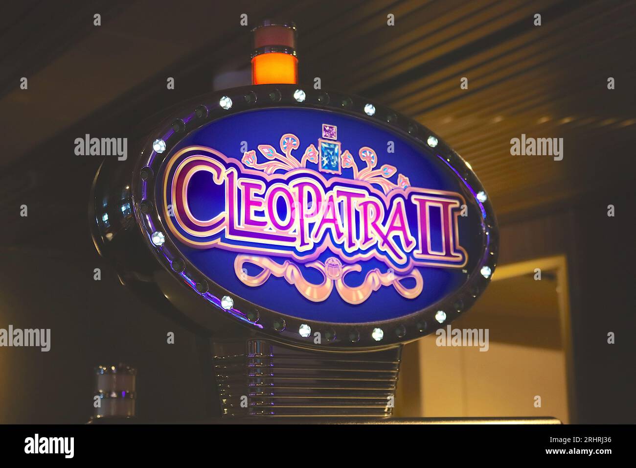 Illuminated Arcade Slot machine header panel with colourful graphics ...