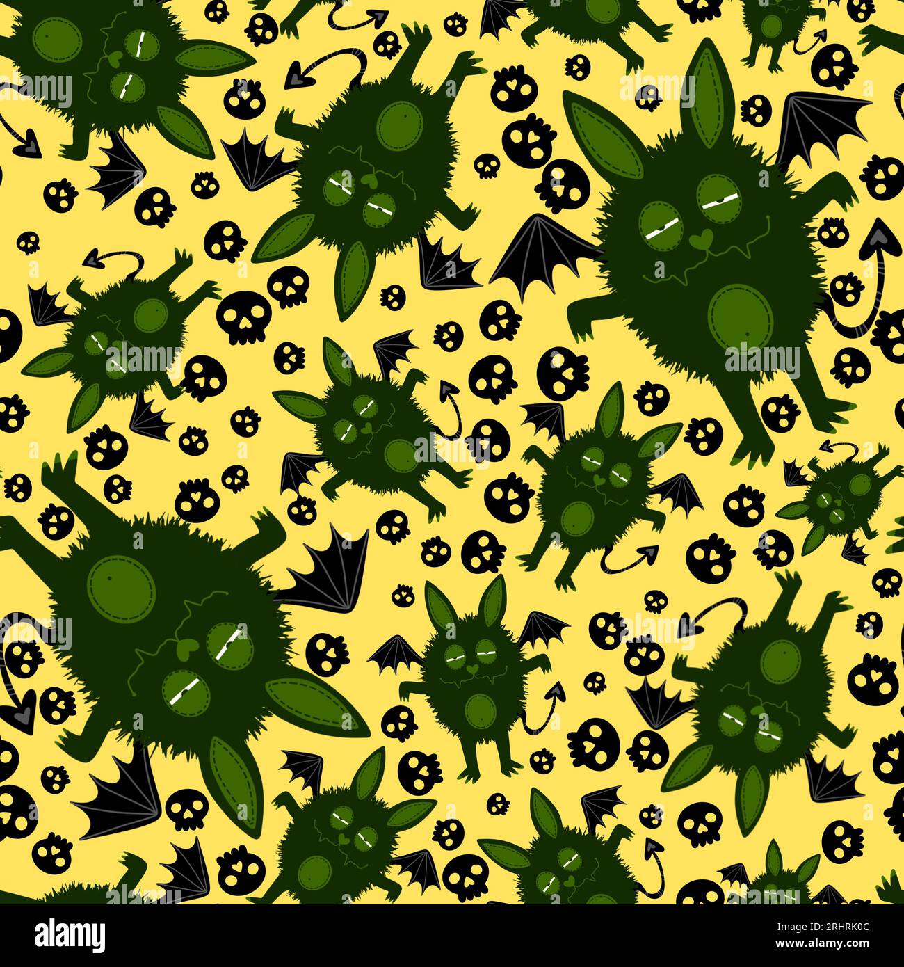 Halloween cartoon monsters seamless bats pattern for wrapping paper and ...