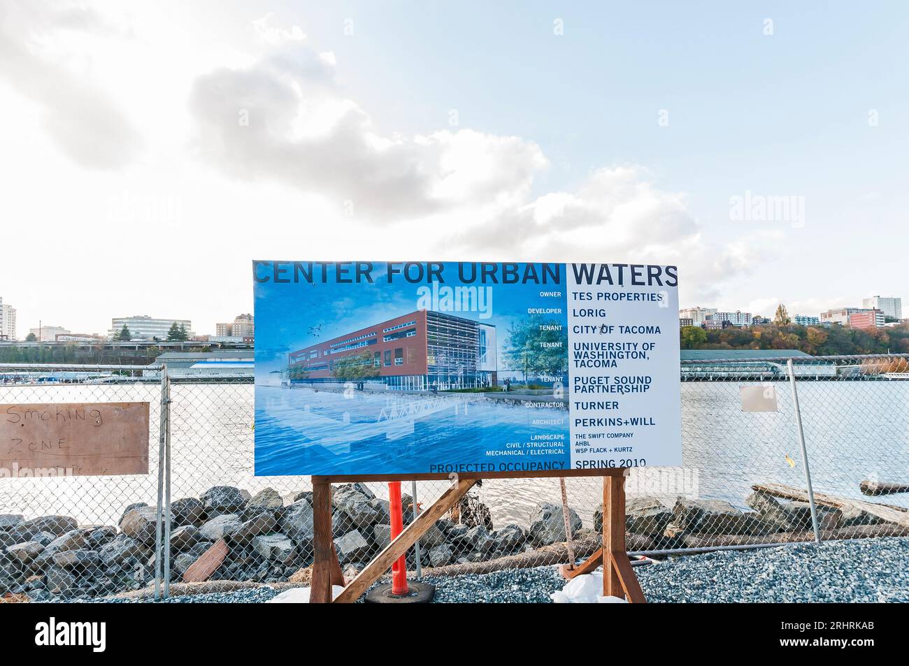 Sign put up on construction site for the Center For Urban Waters in ...