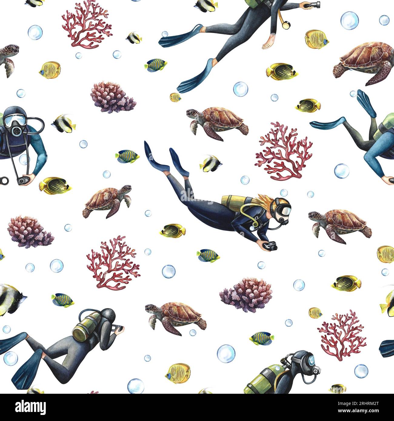 Aquarium or underwater life seamless pattern fish in water hi-res stock ...