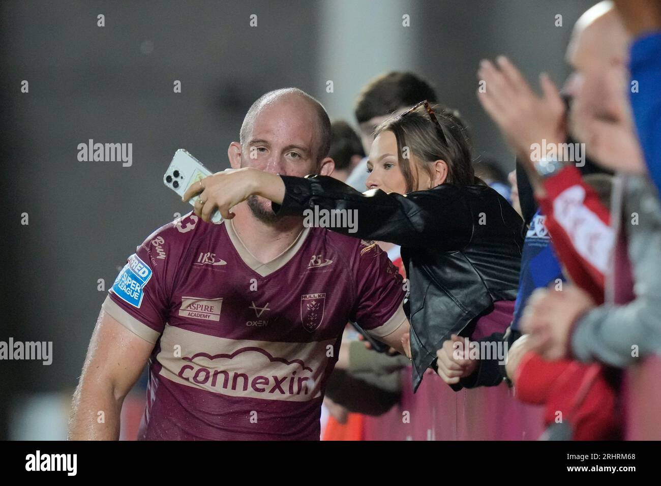 George King #10 of Hull KR poses for a selfie with a fan after the ...