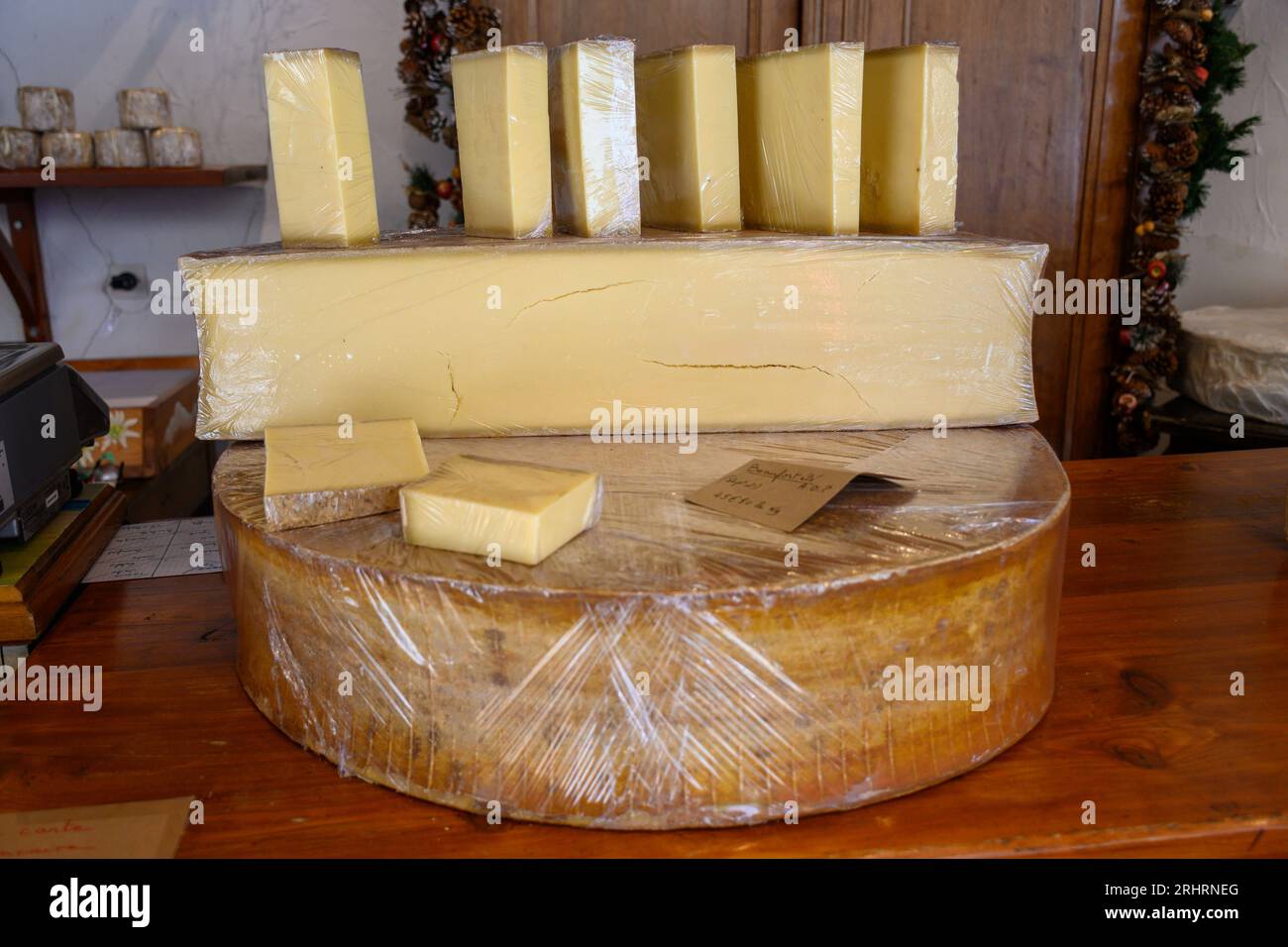 Farmer shop in La Grave ski village, Hautes Alpes, France, cheese for ...